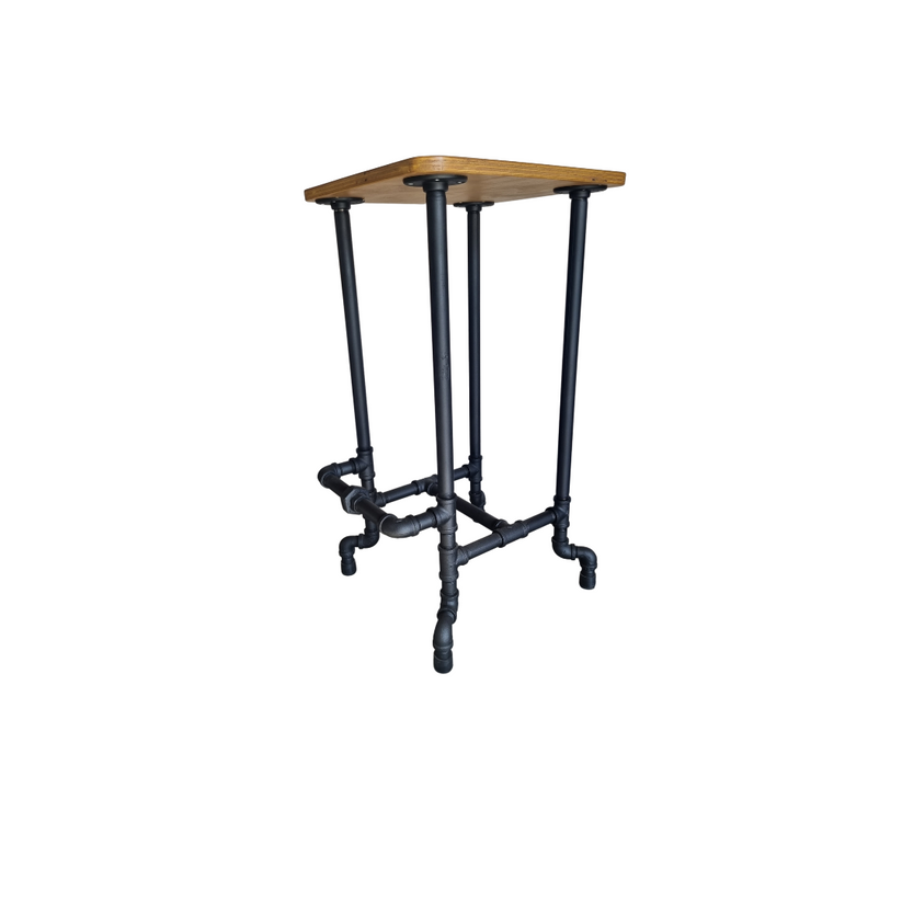 Bar Pipe Stool with foot rail - Aluminium Flanges-Pipe Furniture One ...